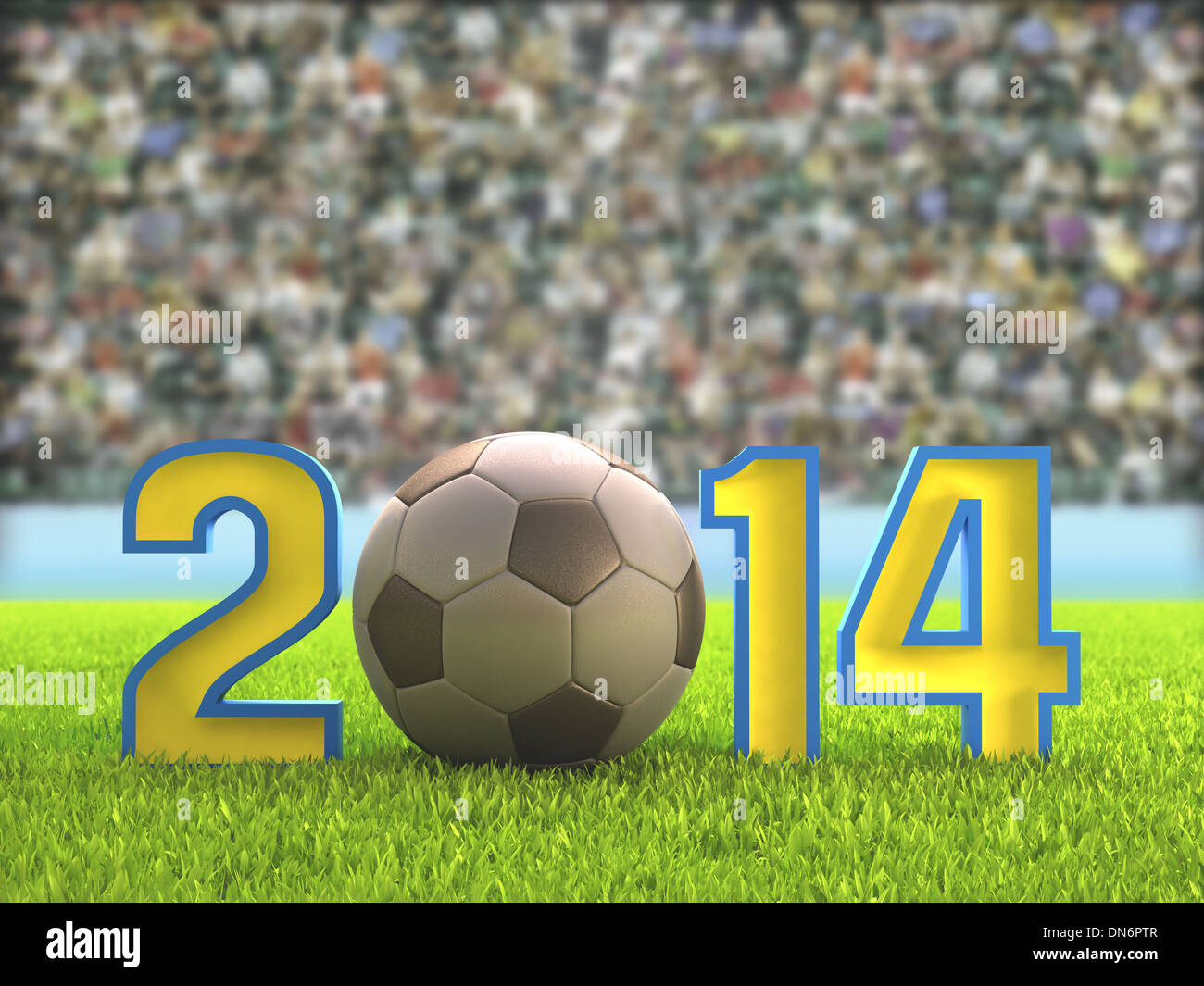 Soccer ball in place of zero in 2014 Stock Photo - Alamy