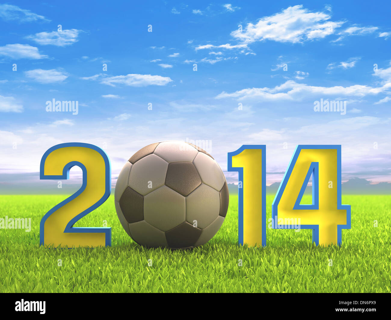 Soccer ball in place of zero in 2014 Stock Photo - Alamy