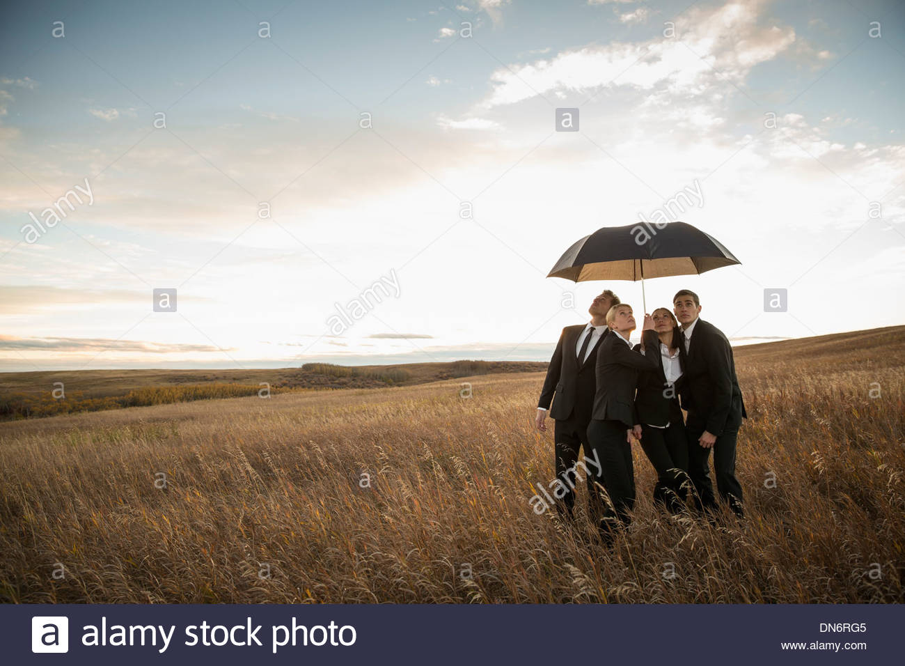 Person sheltering under an umbrella hi-res stock photography and images ...