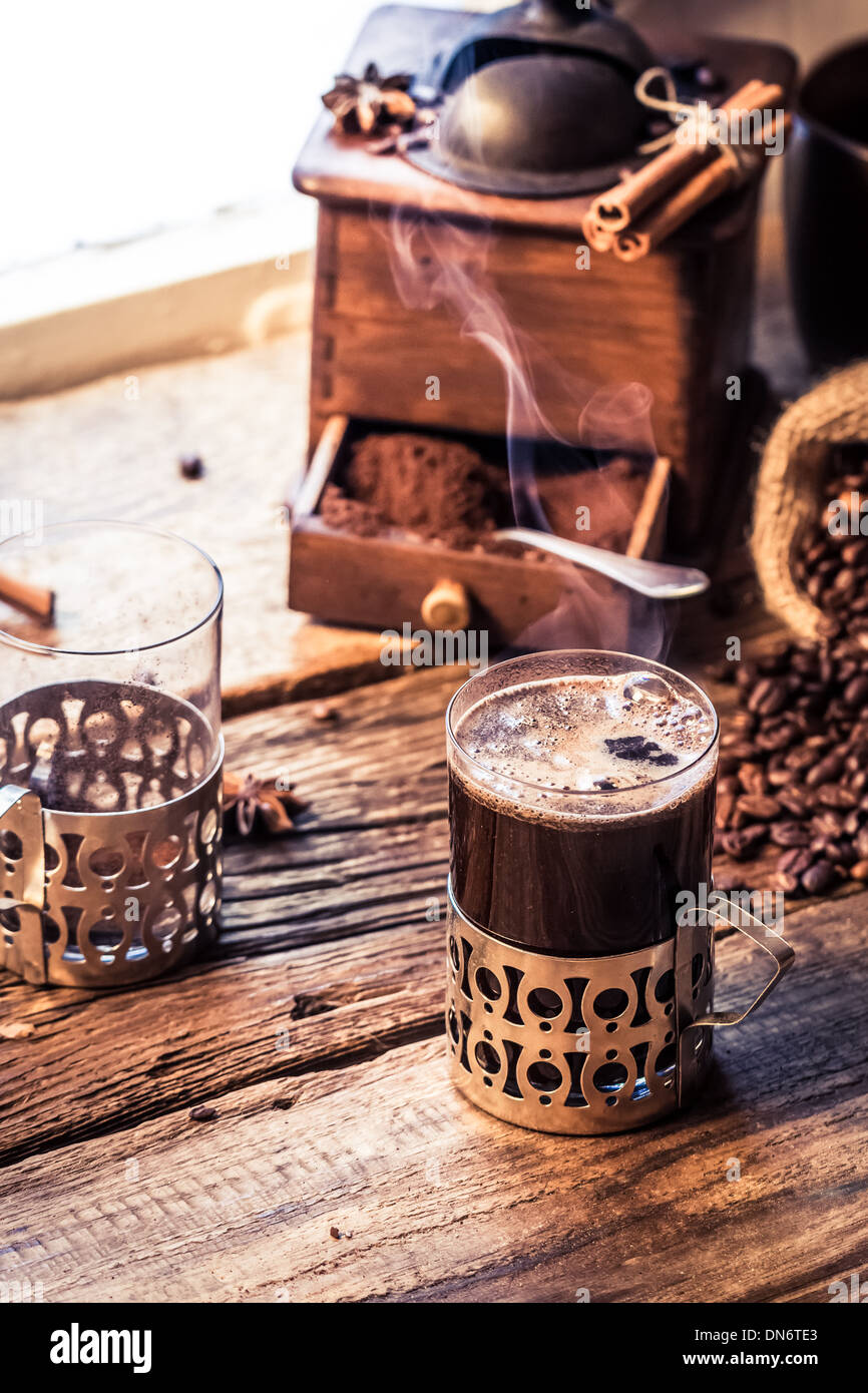 Coffee time in a cozy cottage Stock Photo - Alamy
