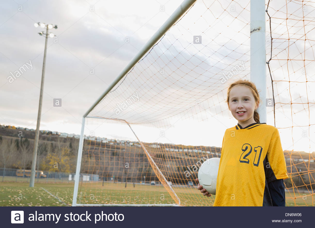 Soccer goal post and ball hi-res stock photography and images - Alamy