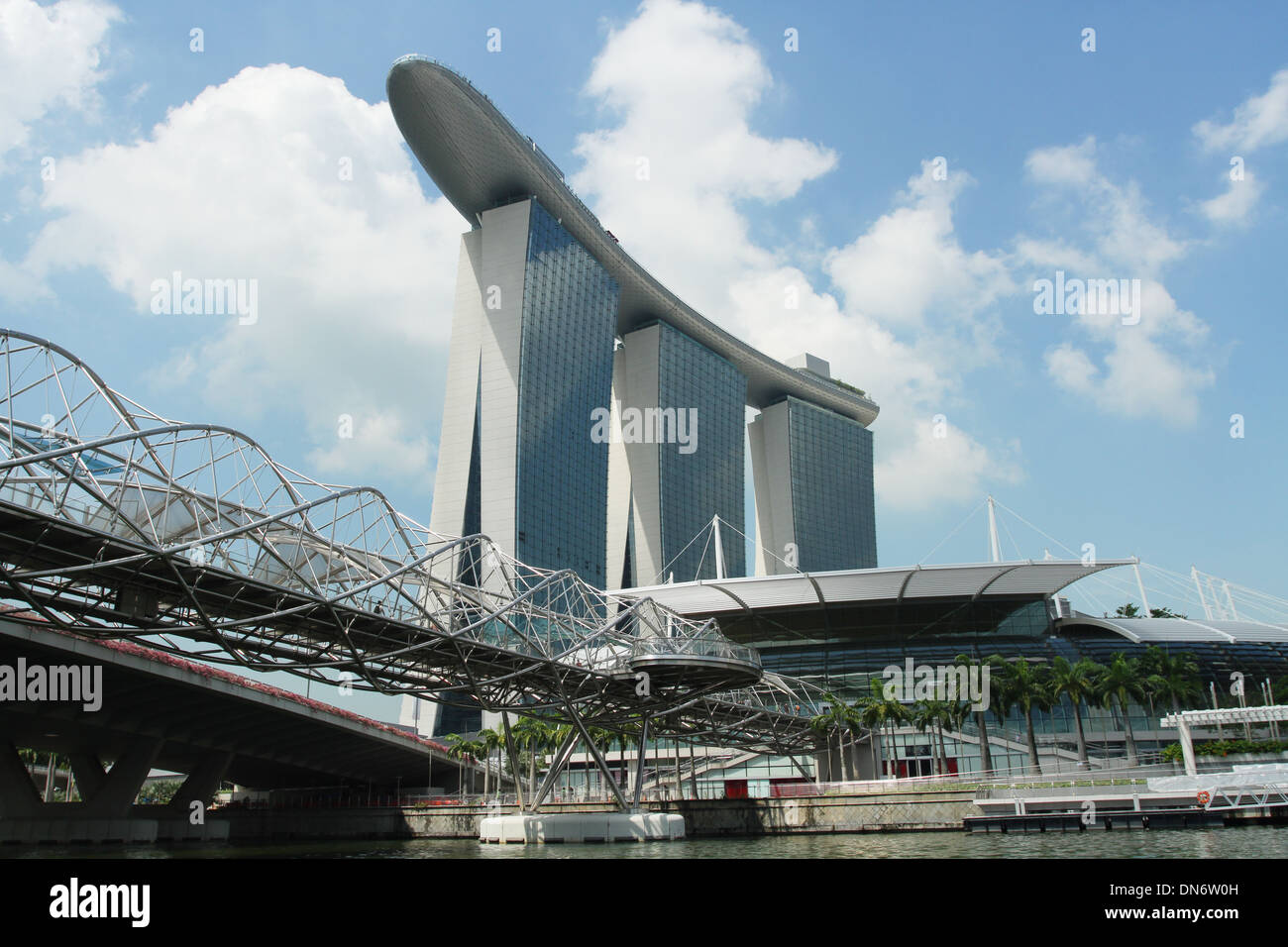 Helix Bridge or Double Helix Bridge. Marina Bay Sands Hotel in ...