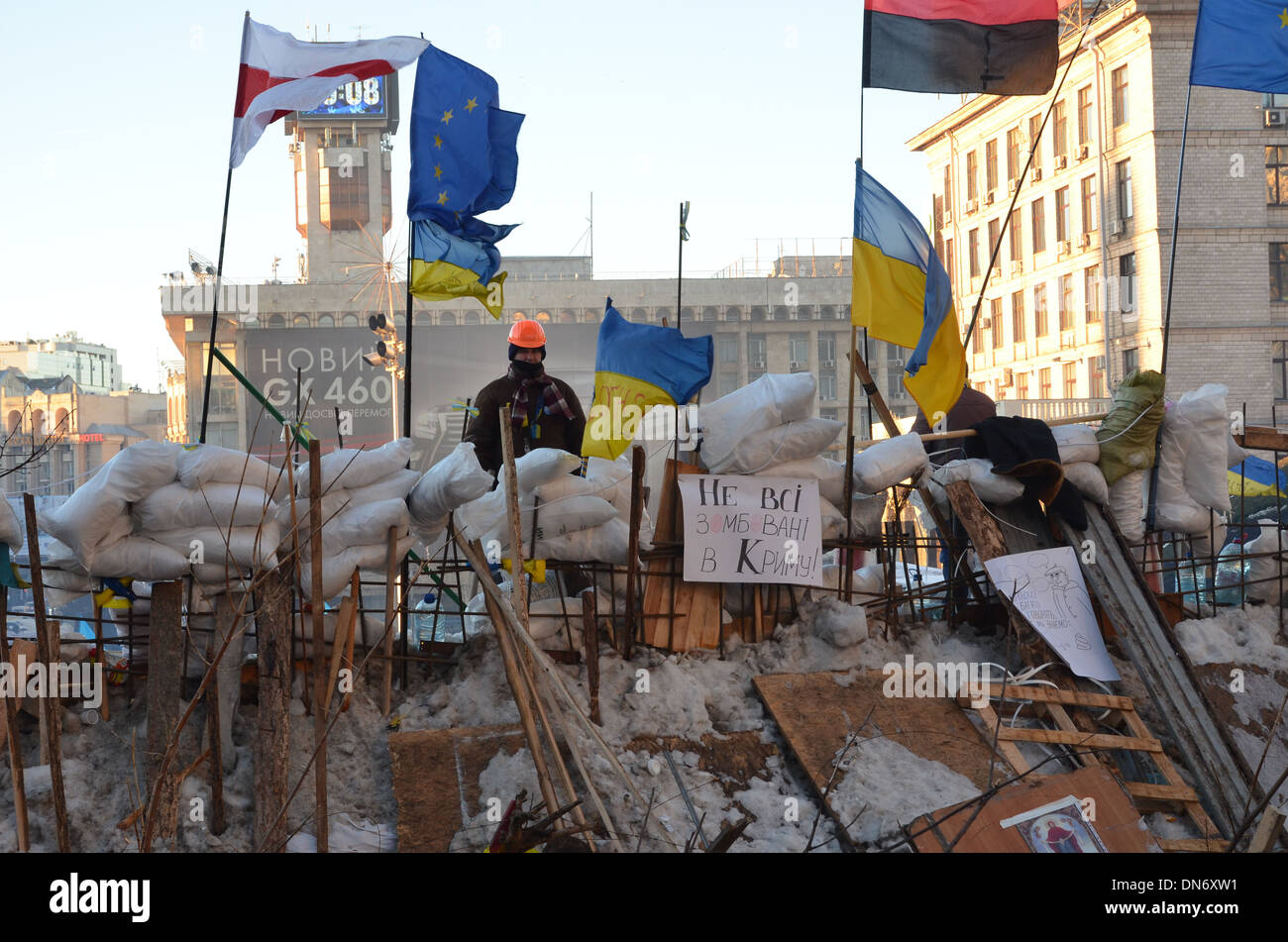 Restored barricade of Euromaidan in the Ukrainian capital Stock Photo ...