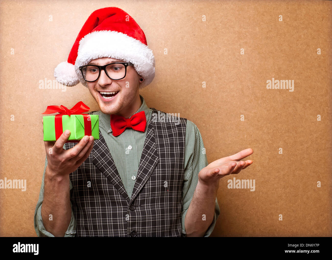 Man in christmas hat hi-res stock photography and images - Alamy