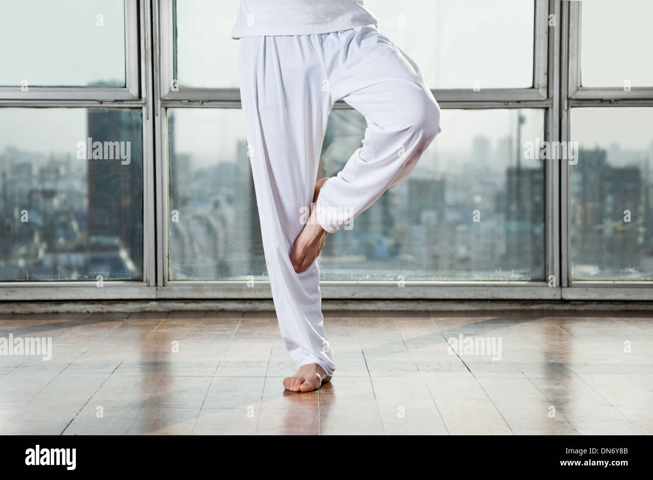 Tree pose yoga male indoor hi-res stock photography and images - Alamy