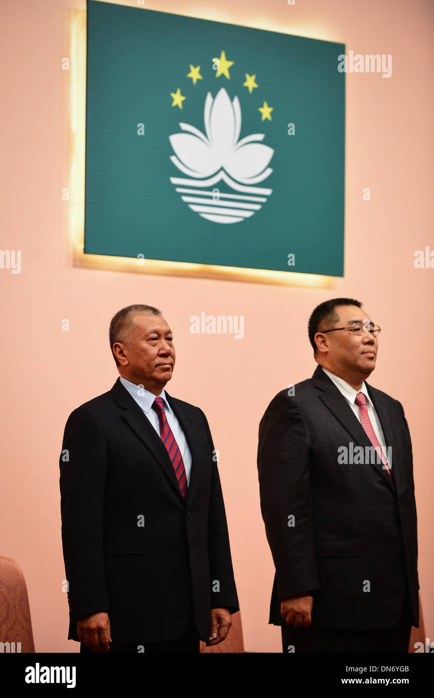 Macao, China. 20th Dec, 2013. Edmund Ho Hau-wah (L), vice chairman of ...