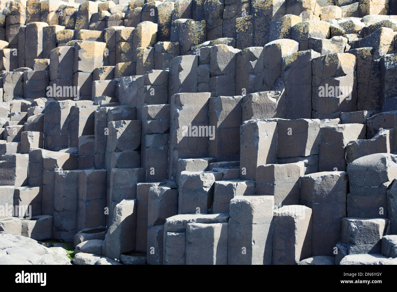 Polygonal basalt lava rock columns of the Giant's Causeway on the north ...