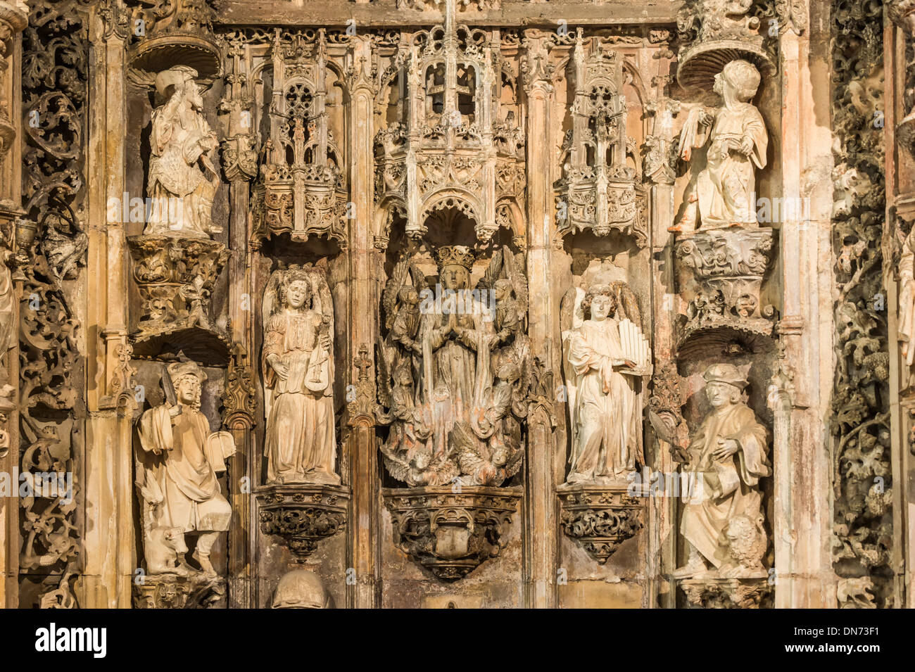 Wooden sculptures, Santa Cruz Monastery, Coimbra old city, Beira ...