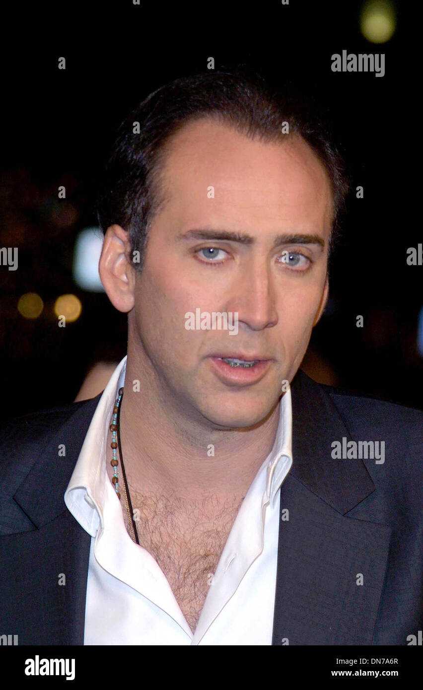 Dec. 3, 2002 - Los Angeles, CALIFORNIA, USA - NICOLAS CAGE ..K27308TR ...