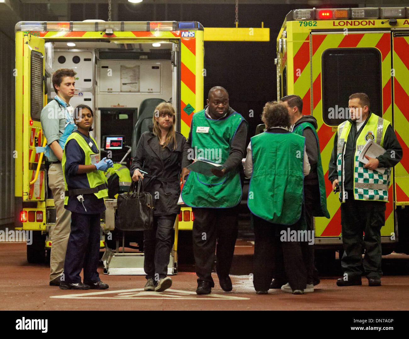 London, UK. 19th December 2013. Casualties from the balcony collapse at ...