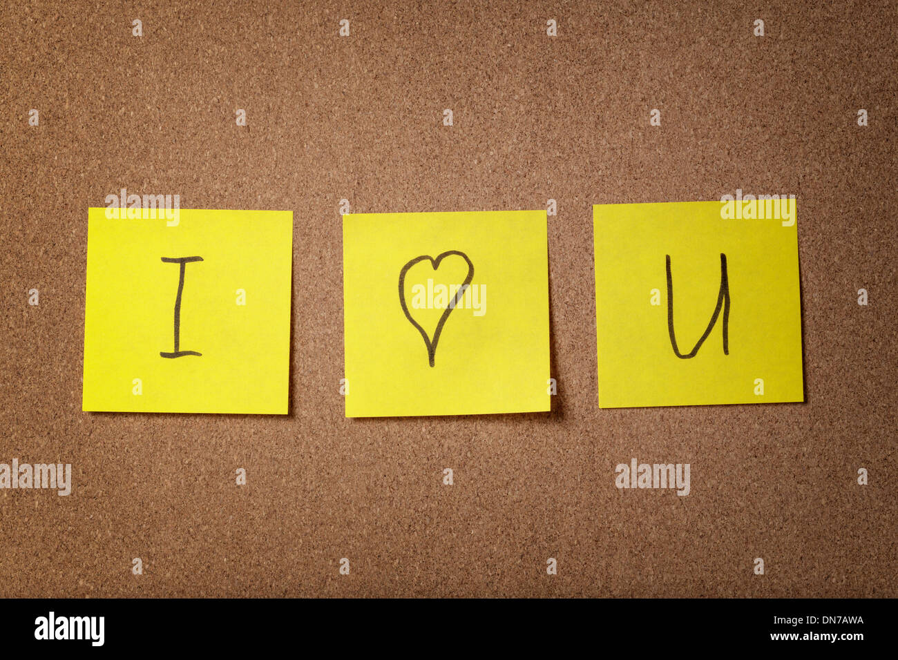 three reminder sticky notes i love you text, love theme Stock Photo - Alamy