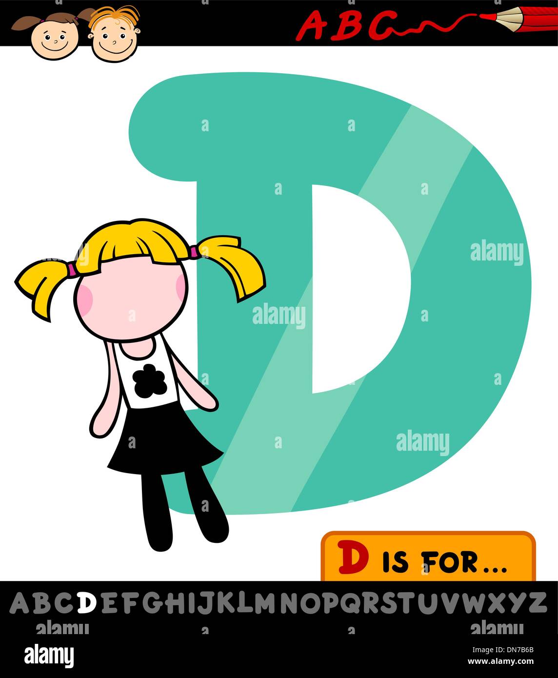 letter d with doll cartoon illustration Stock Vector Image & Art - Alamy
