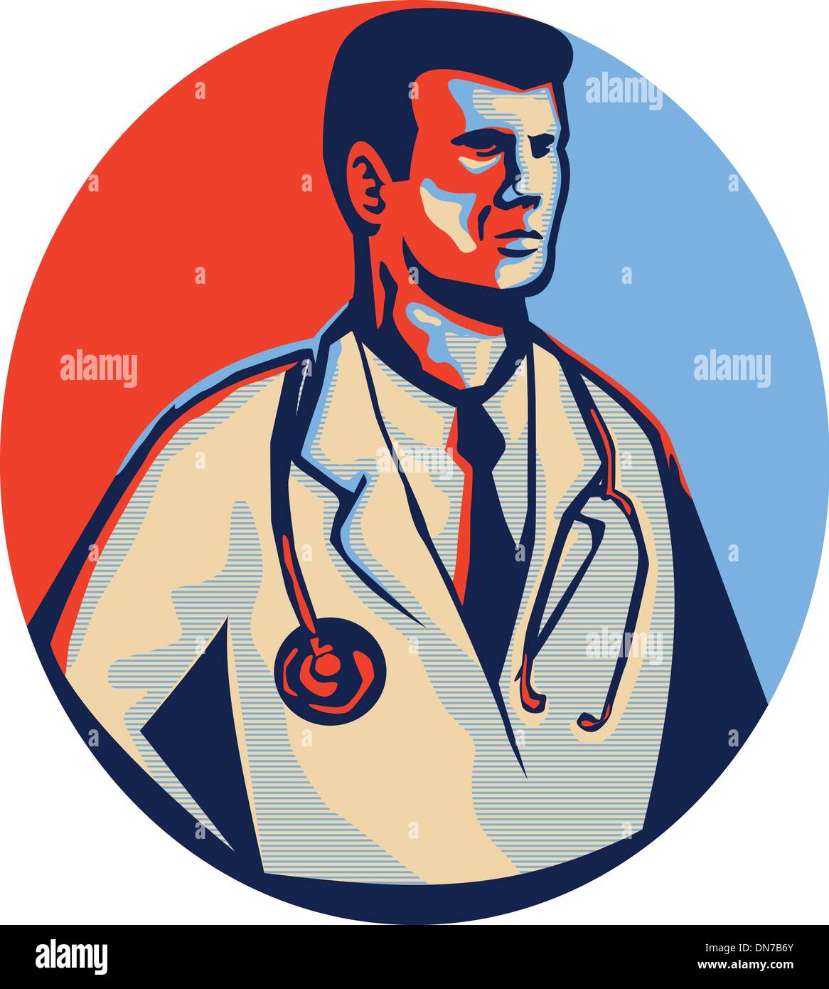Doctor Stethoscope Standing Retro Stock Vector Image & Art - Alamy