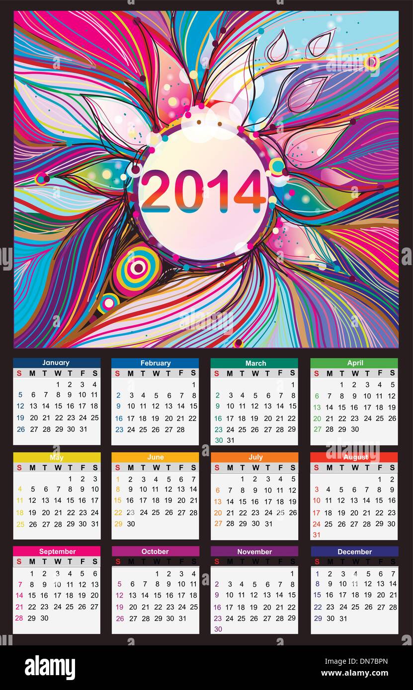 Calendar 2014. Vector Stock Vector Image & Art - Alamy