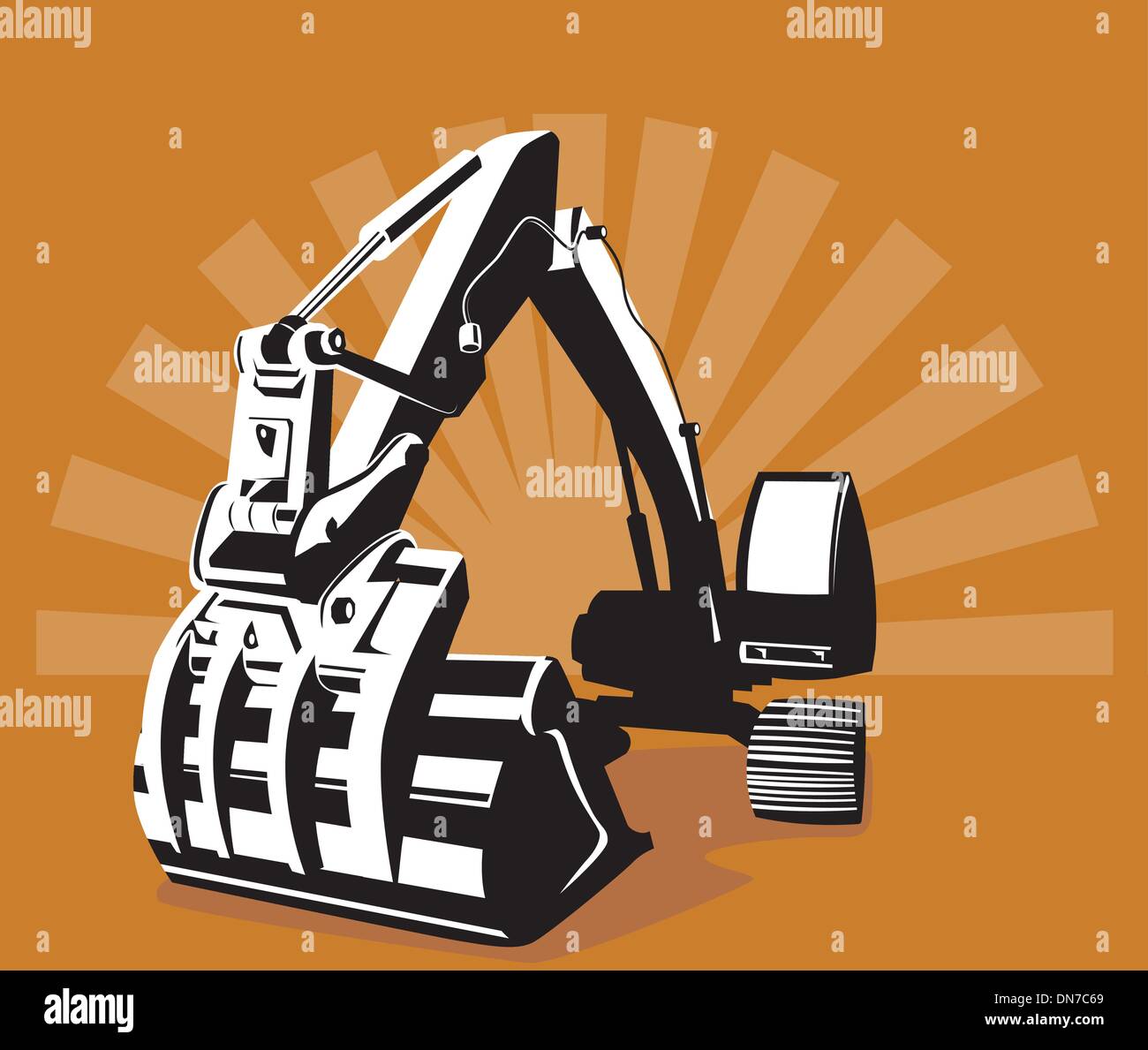 Mechanical Digger Excavator Retro Stock Vector Image & Art - Alamy