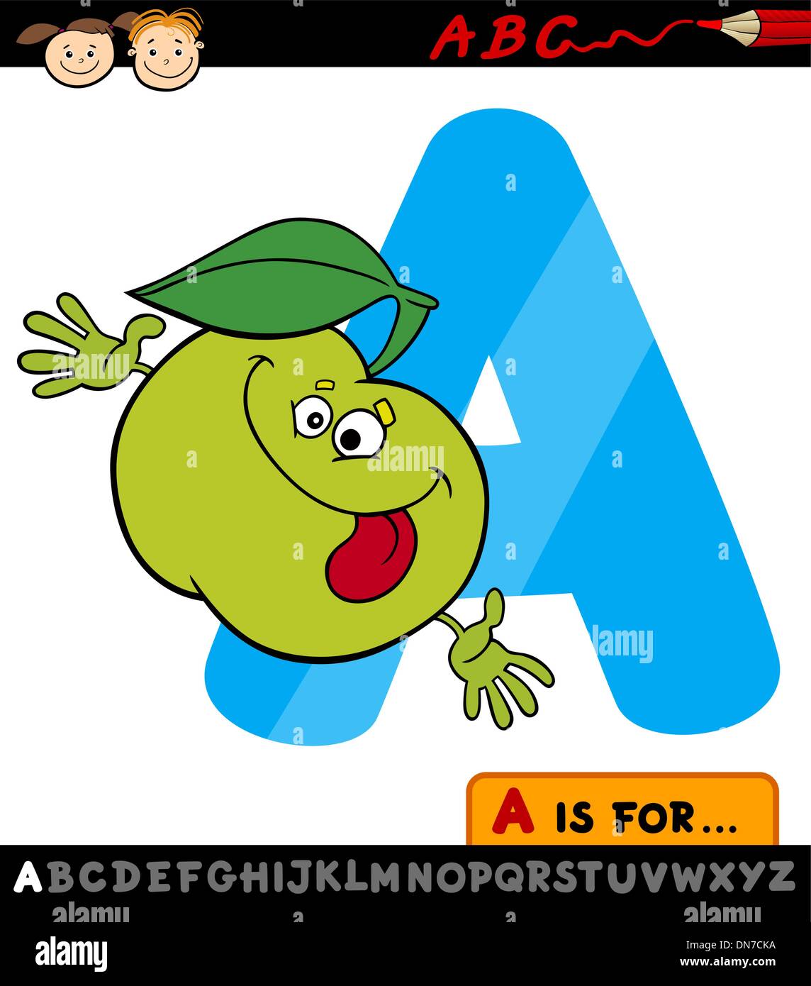 letter a with apple cartoon illustration Stock Vector Image & Art - Alamy