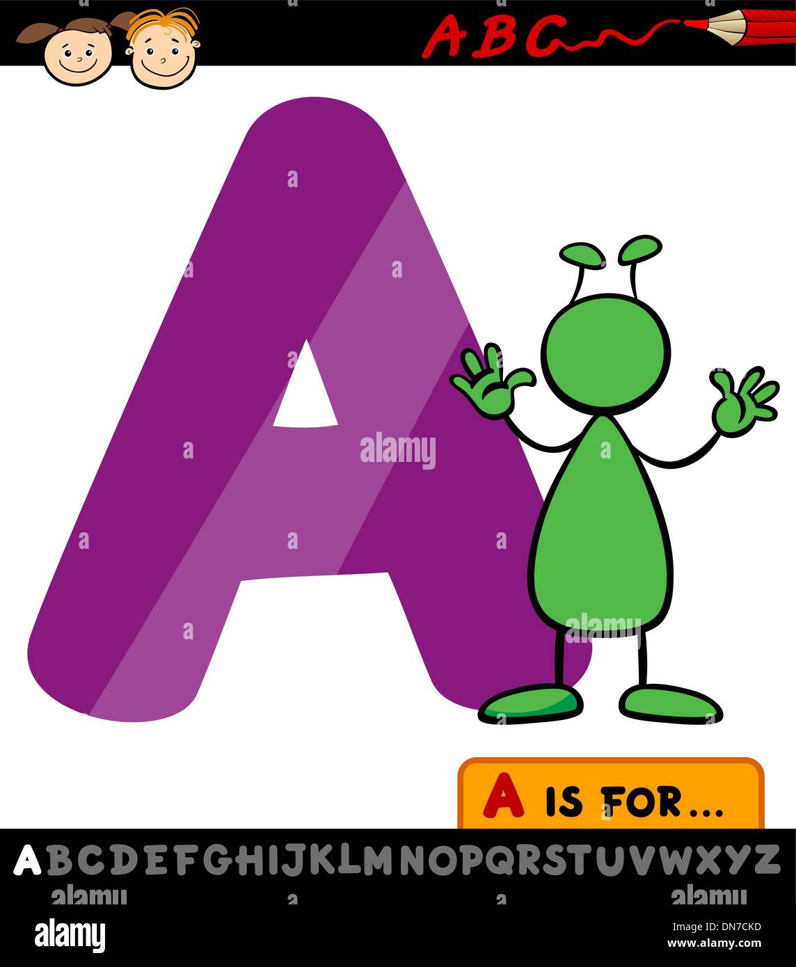 letter a with alien cartoon illustration Stock Vector Image & Art - Alamy