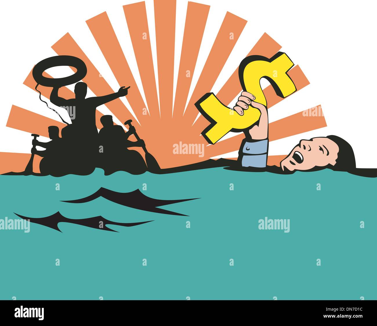 Man Sinking Dollar Sign Stock Vector Image & Art - Alamy