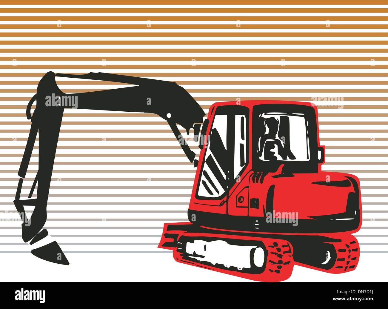 Mechanical Digger Excavator Retro Stock Vector Image & Art - Alamy