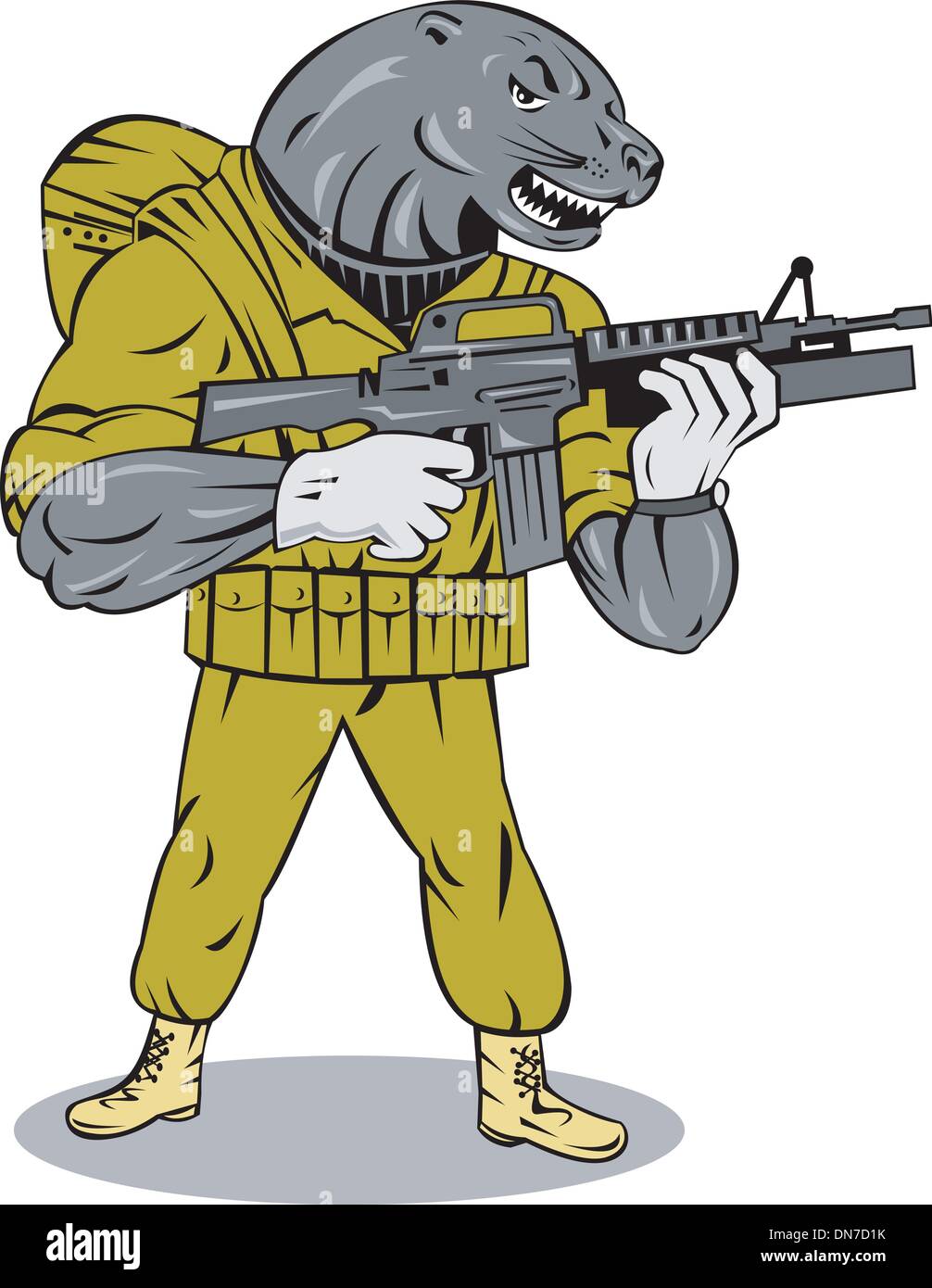 Cartoon Alien With Gun