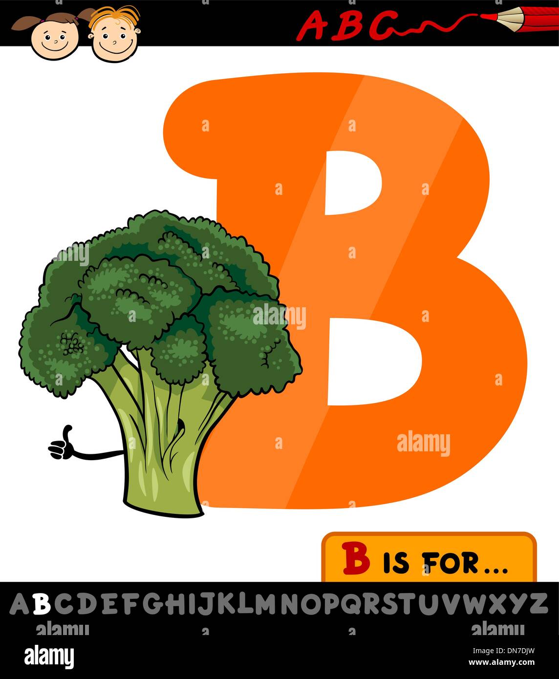 letter b with broccoli cartoon illustration Stock Vector Image & Art ...