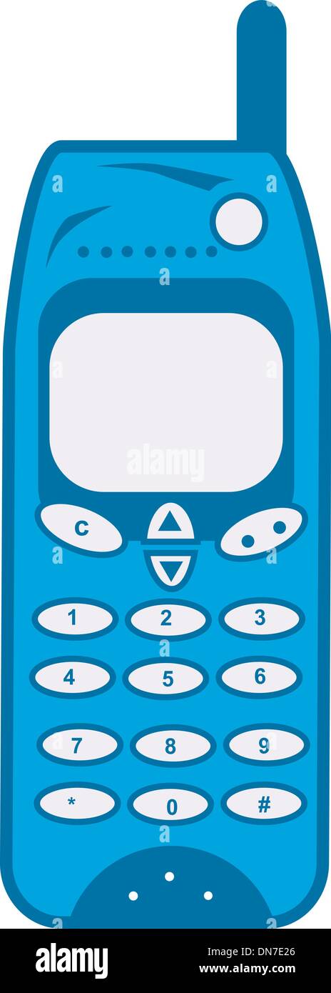 Blue Cellphone Front View Retro Style Stock Vector Image & Art - Alamy