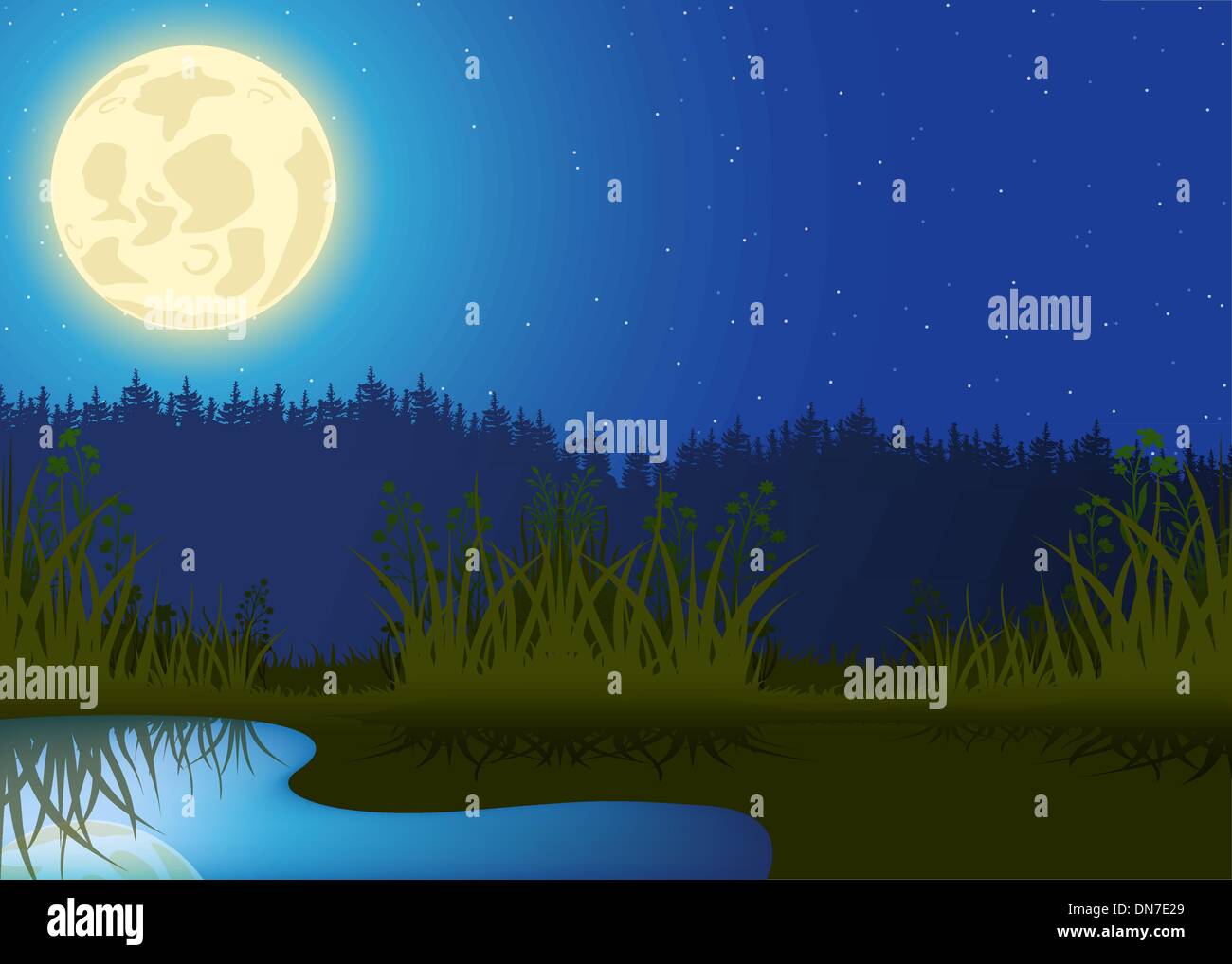 Night forest Stock Vector Images - Alamy