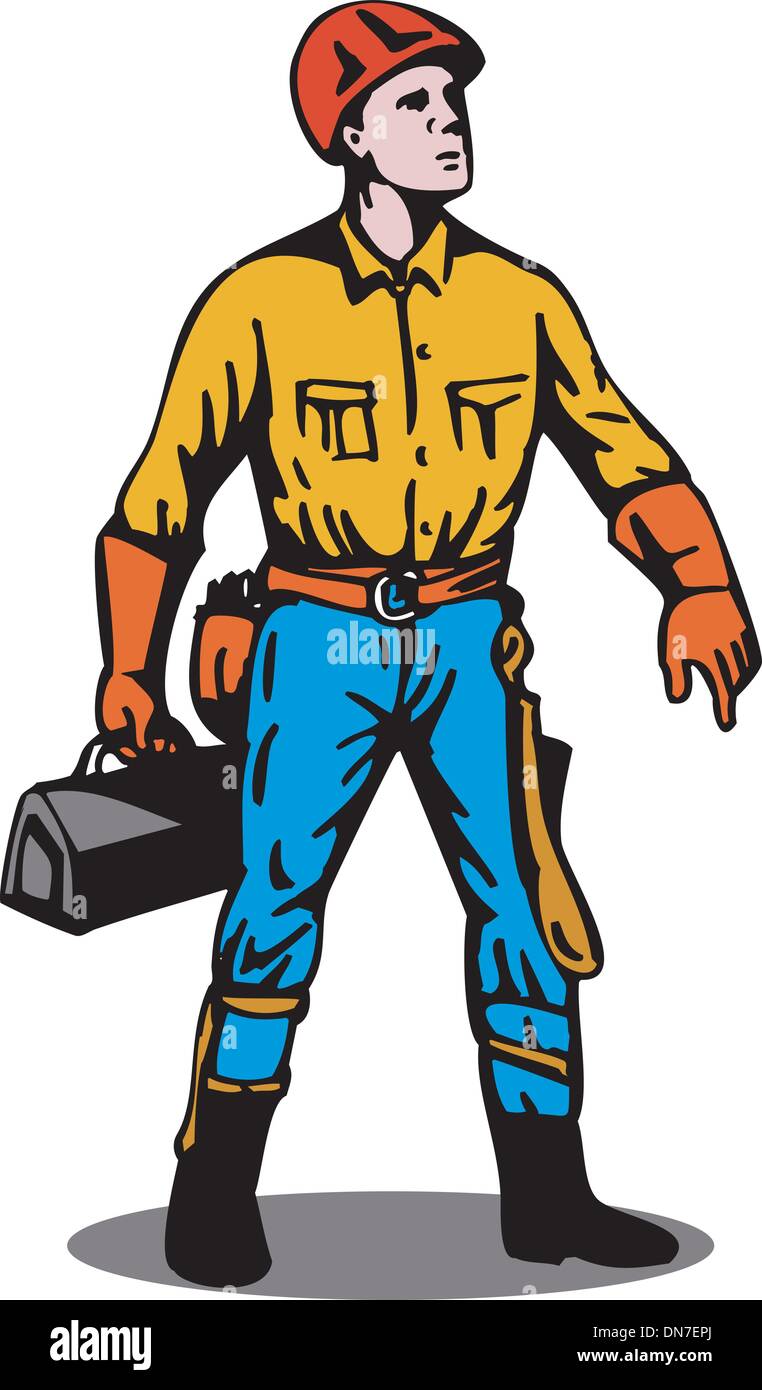 Lineman Standing with Toolbox Stock Vector Image & Art - Alamy