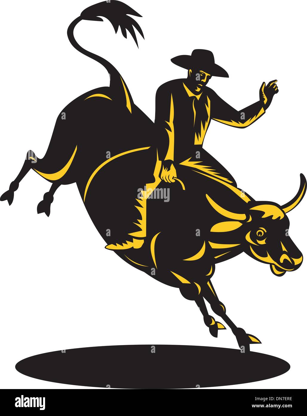 Rodeo Cowboy Bull Riding Retro Stock Vector Image & Art - Alamy
