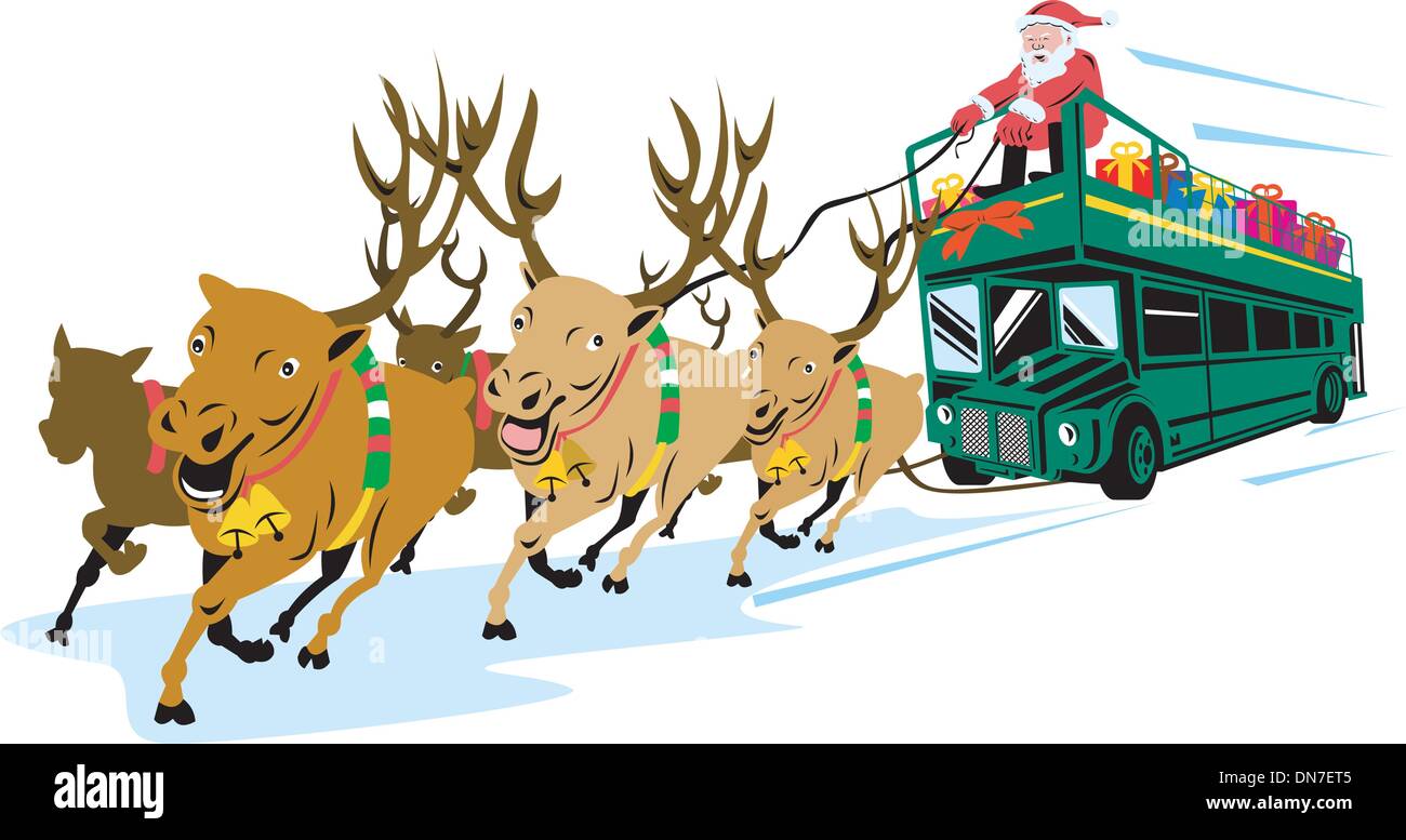 Santa Claus Driving Bus Stock Vector Image & Art - Alamy