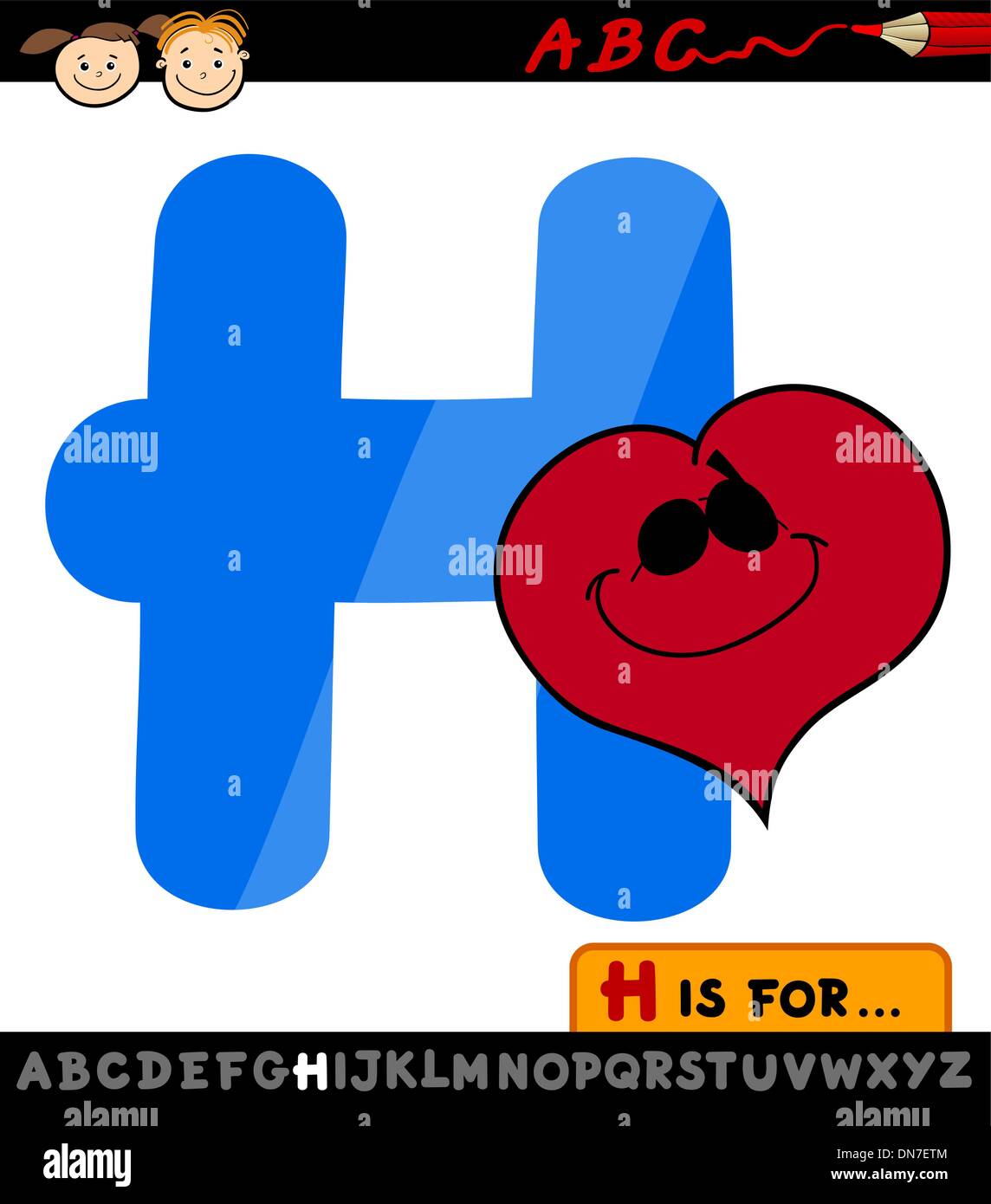 letter h with heart cartoon illustration Stock Vector Image & Art - Alamy