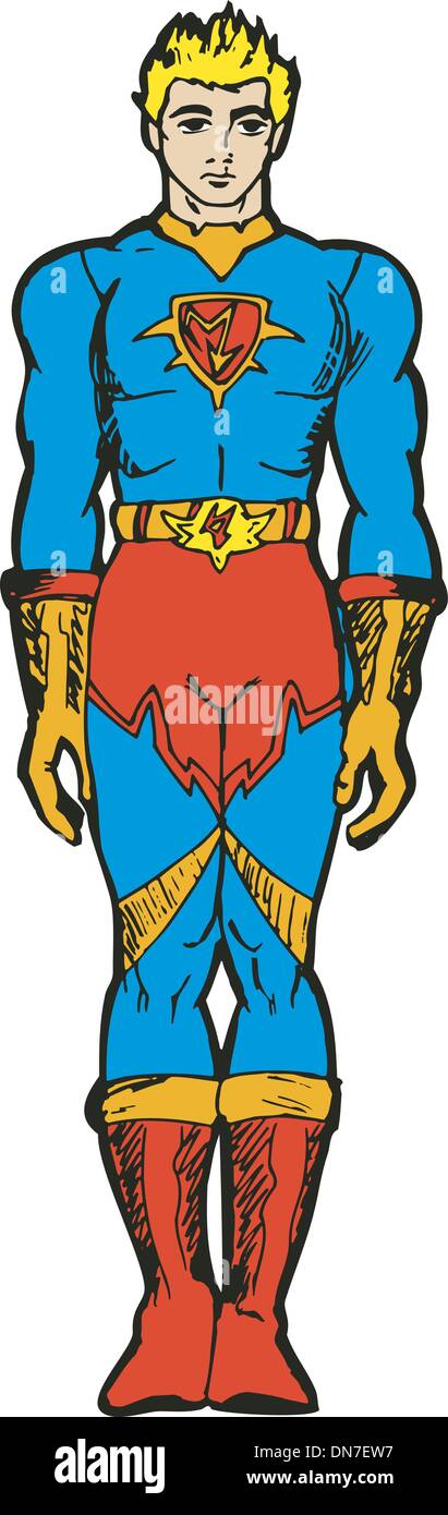 Super Hero Standing Retro Stock Vector Image & Art - Alamy