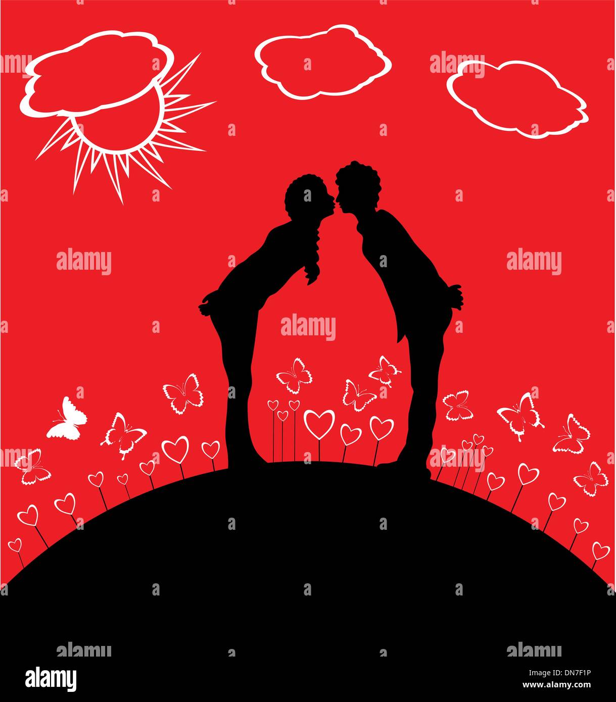 Young couples kissing Stock Vector Images - Alamy