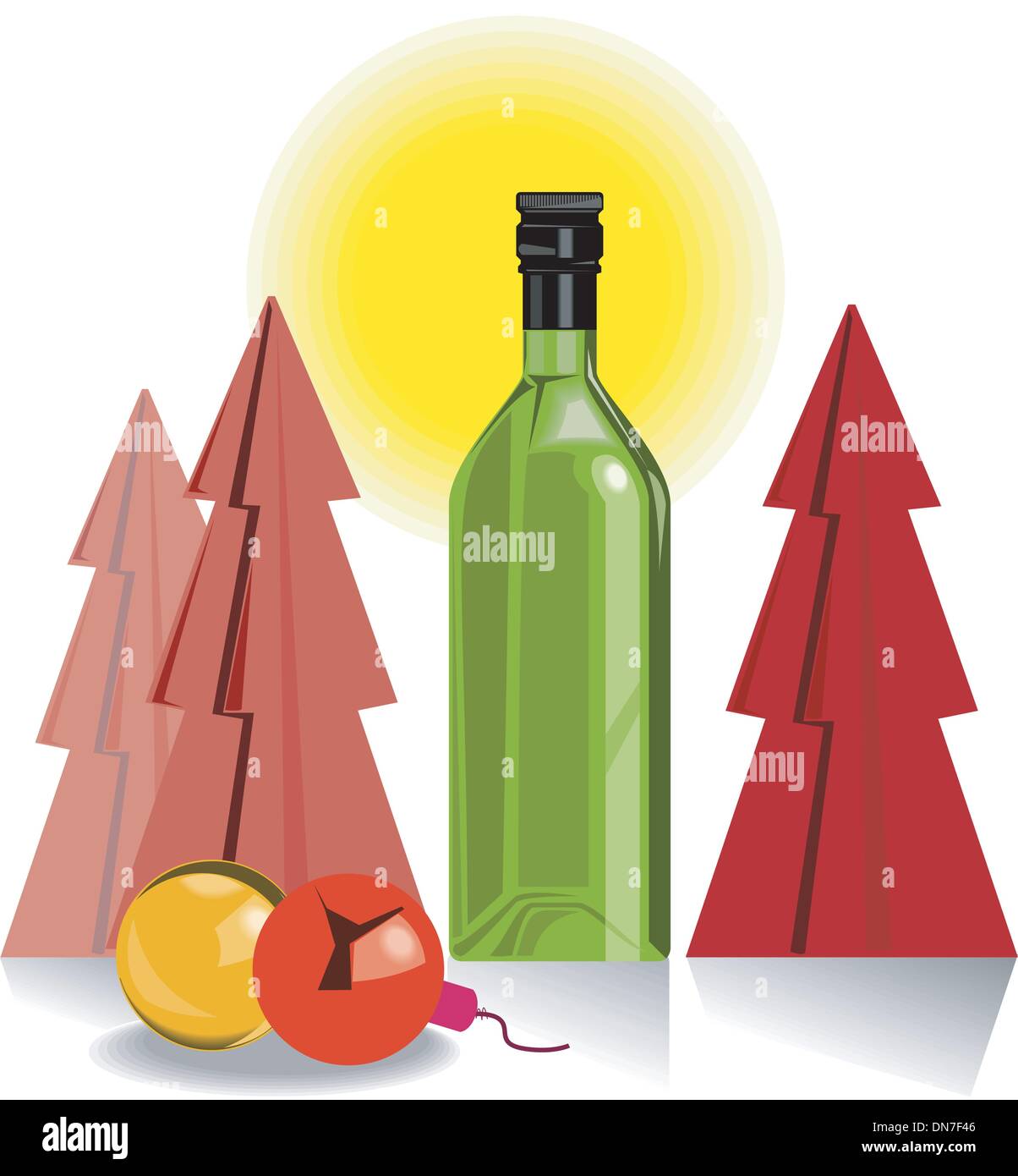 Christmas tree wine bottle Stock Vector Images - Alamy