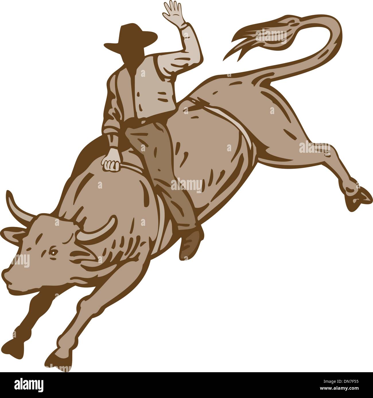 Rodeo Cowboy Bull Riding Stock Vector Image & Art - Alamy