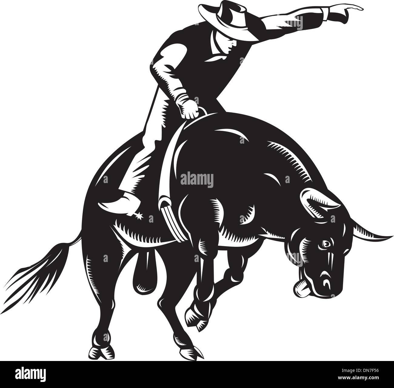 Bull bucking cowboy Stock Vector Images - Alamy