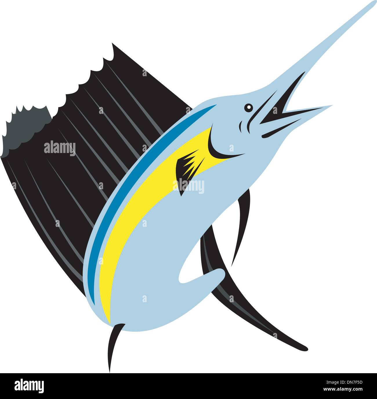 Sailfish Fish Jumping Retro Stock Vector Image & Art - Alamy