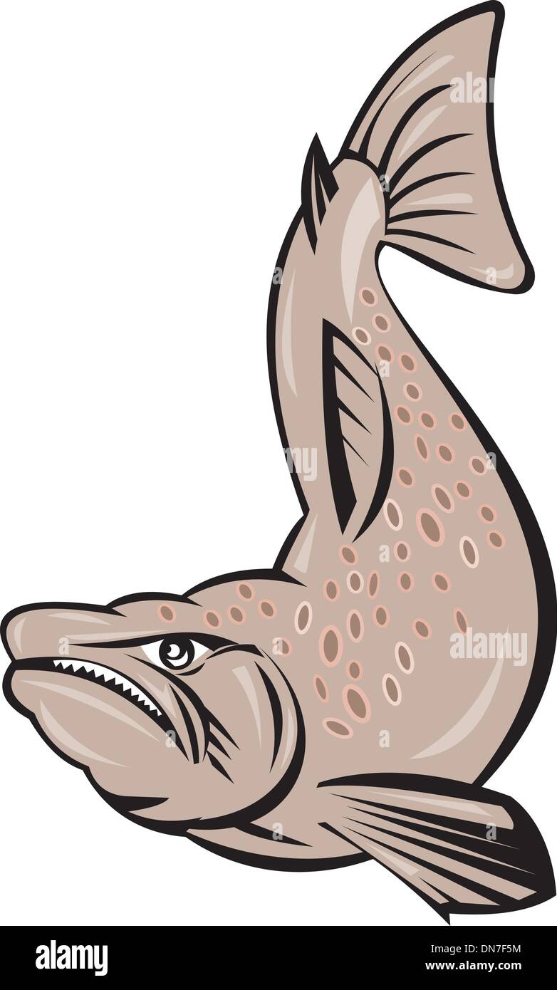Angry Salmon Fish Jumping Retro Stock Vector Image & Art - Alamy
