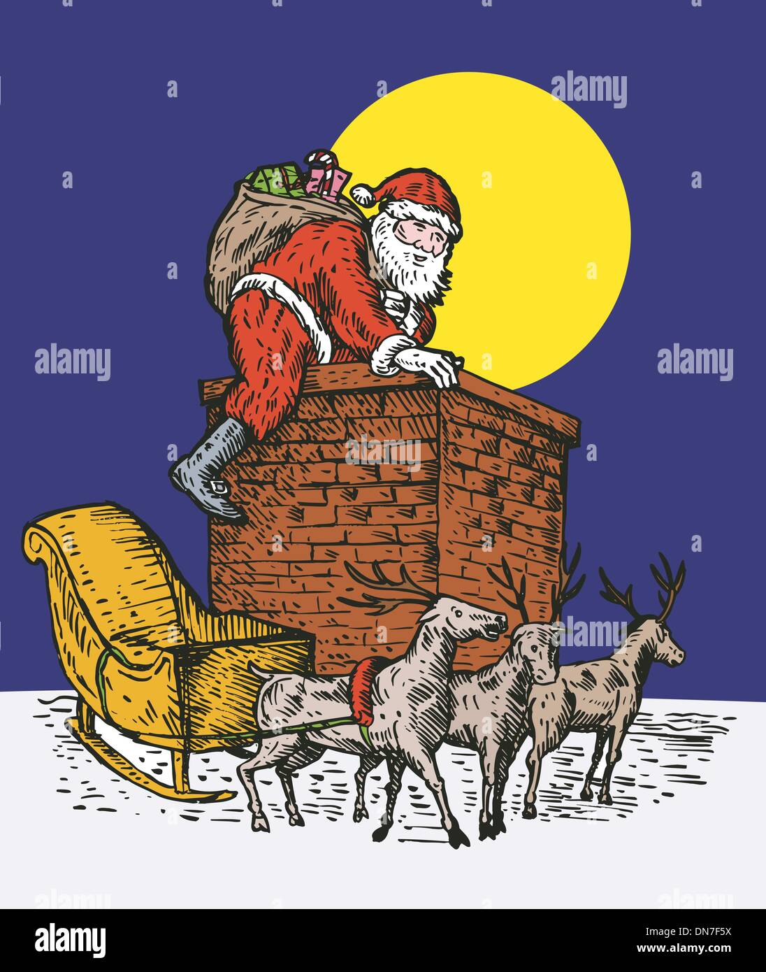 Santa Claus Over Chimney Stock Vector Image & Art - Alamy
