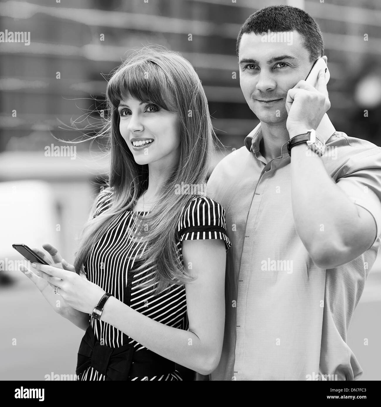 Sharing telephone Black and White Stock Photos & Images - Alamy