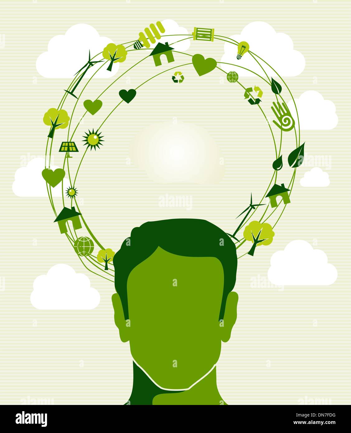 Green recycle head illustration hi-res stock photography and images - Alamy