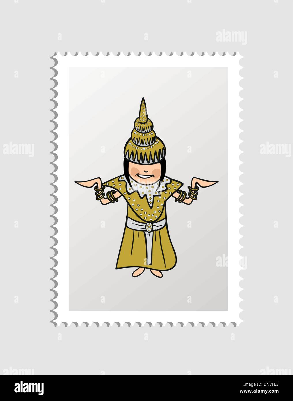 Thai cartoon person postal stamp Stock Vector Image & Art - Alamy