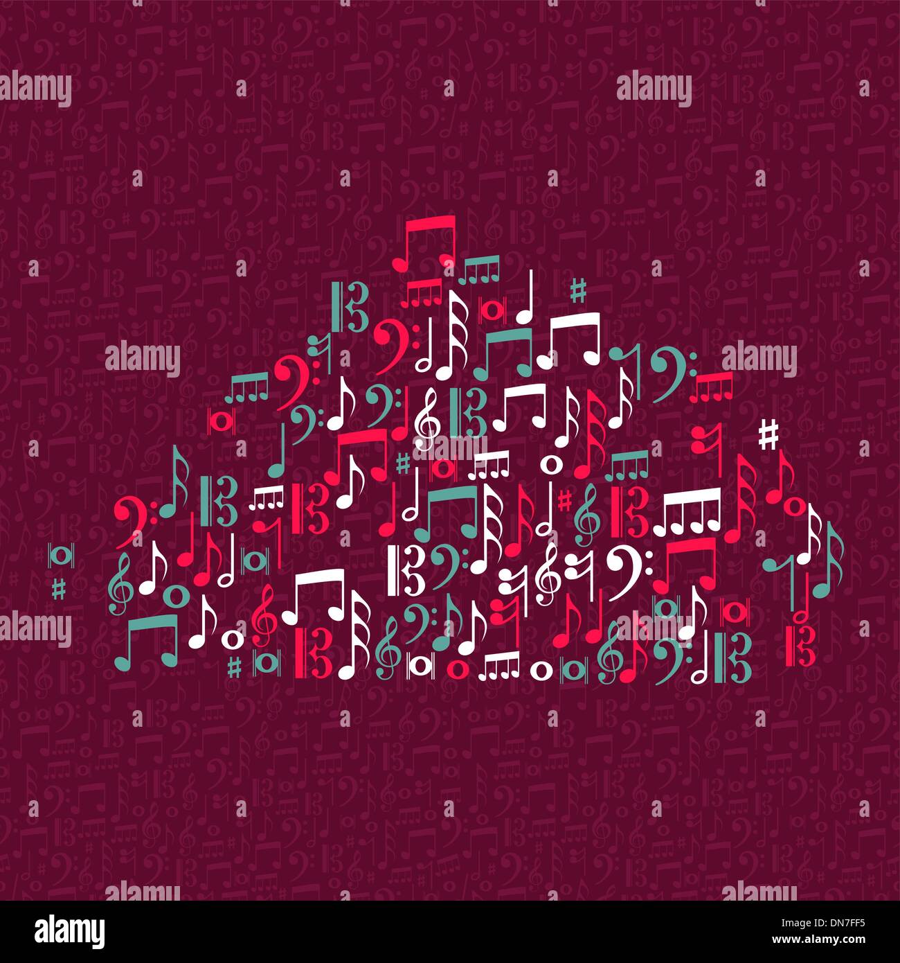 Music notes cloud shape illustration hi-res stock photography and ...