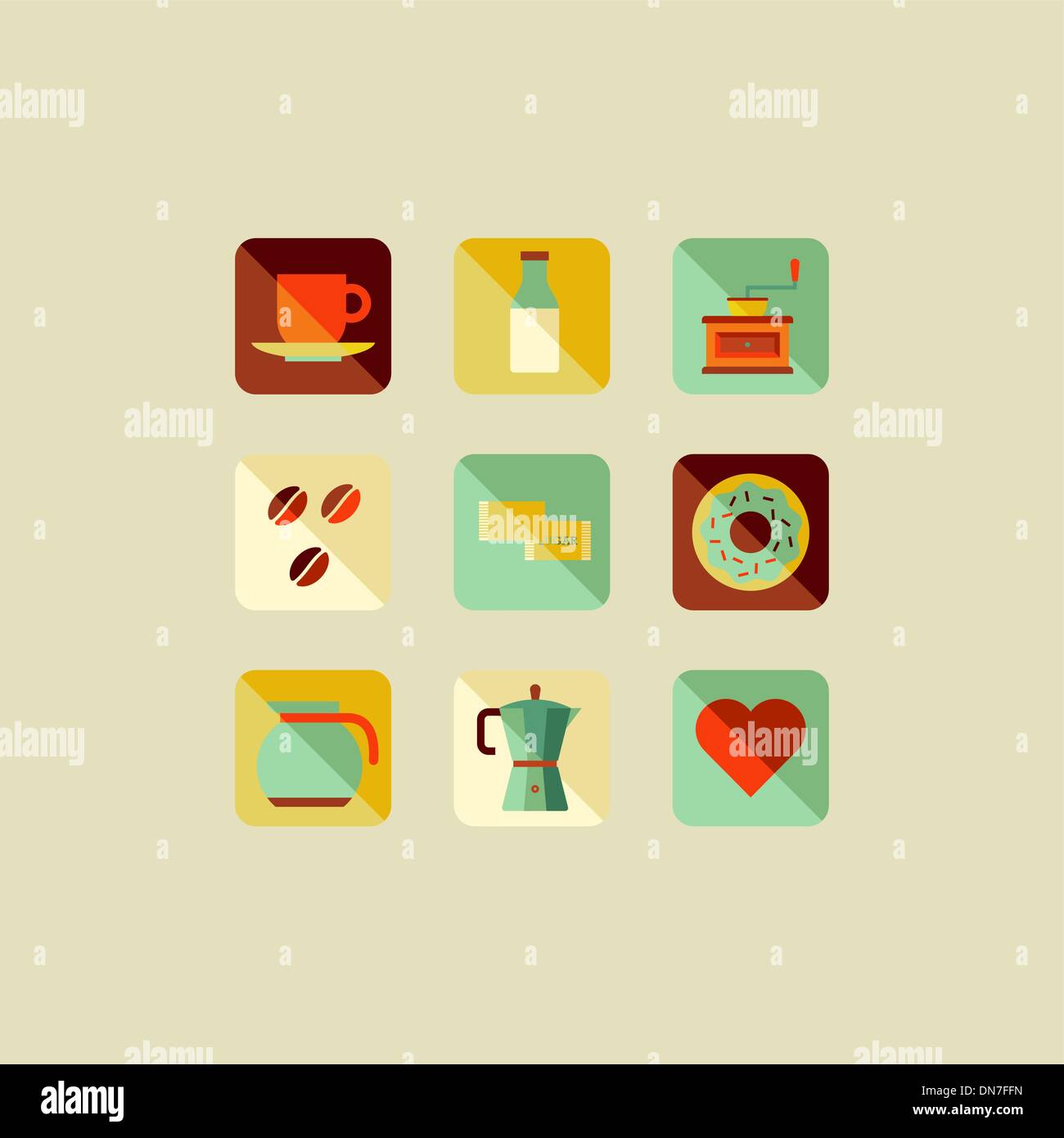 Coffee flat icons concept illustration Stock Vector Image & Art - Alamy