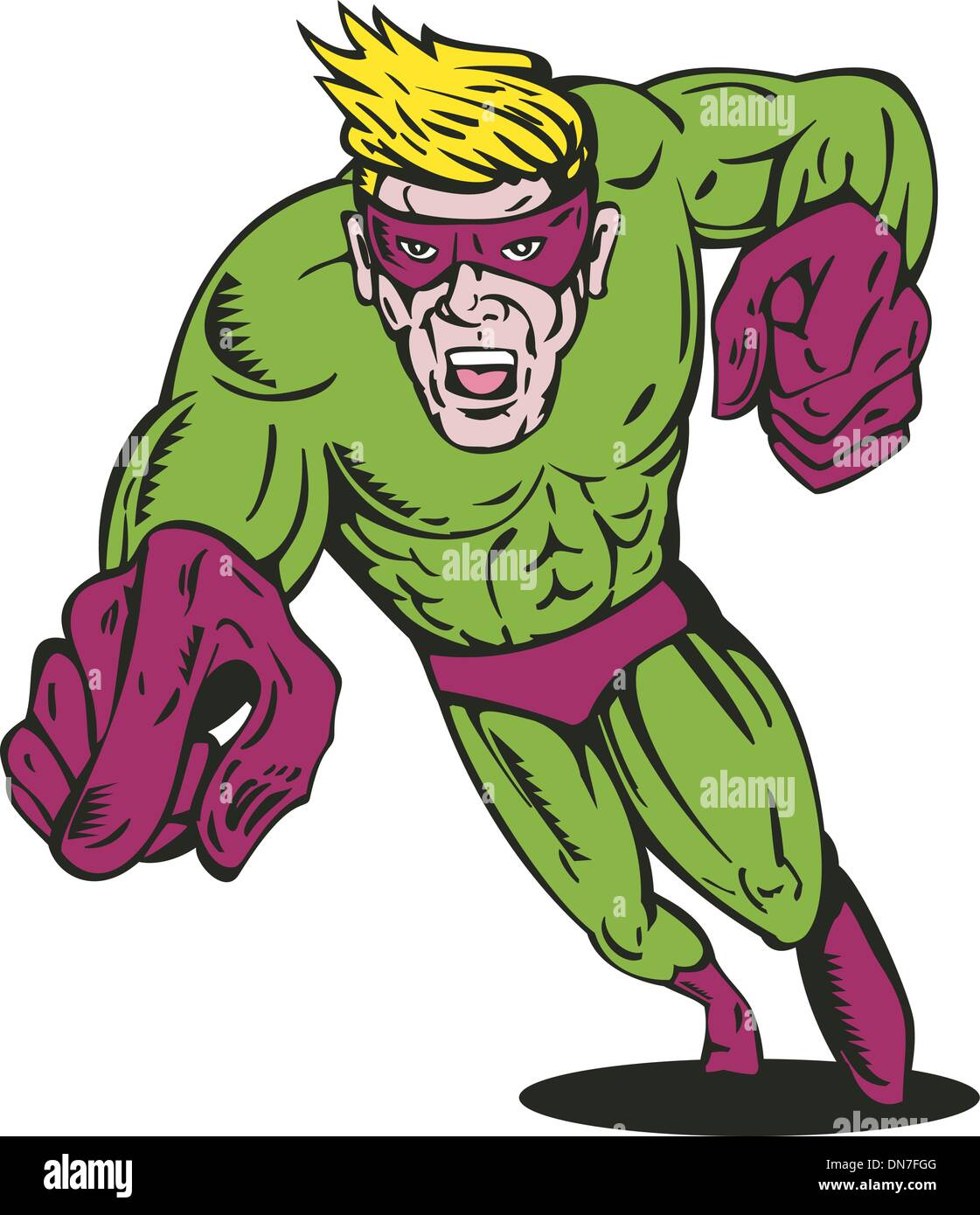 Super Hero Running Pointing Retro Stock Vector Image & Art - Alamy