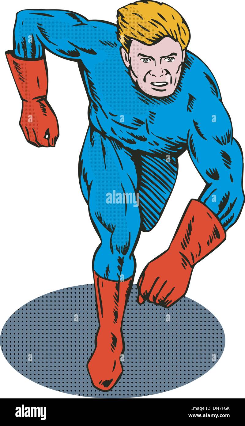 Super Hero Running Retro Stock Vector Image & Art - Alamy