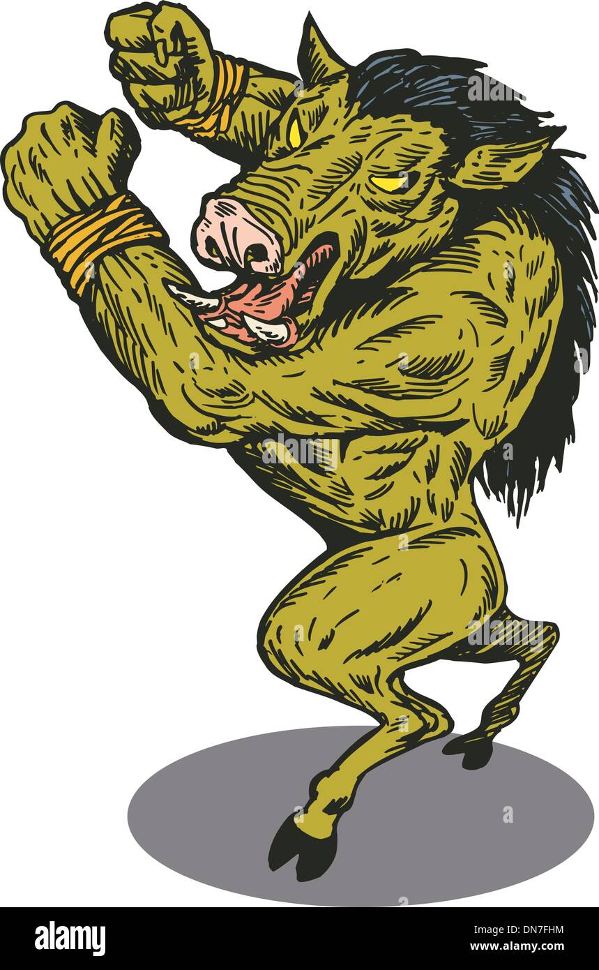 Wild Pig Boar Man Retro Stock Vector Image & Art - Alamy