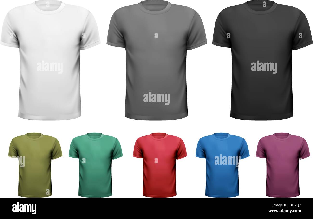 Black and white and color men t-shirts. Design template. Vector Stock ...