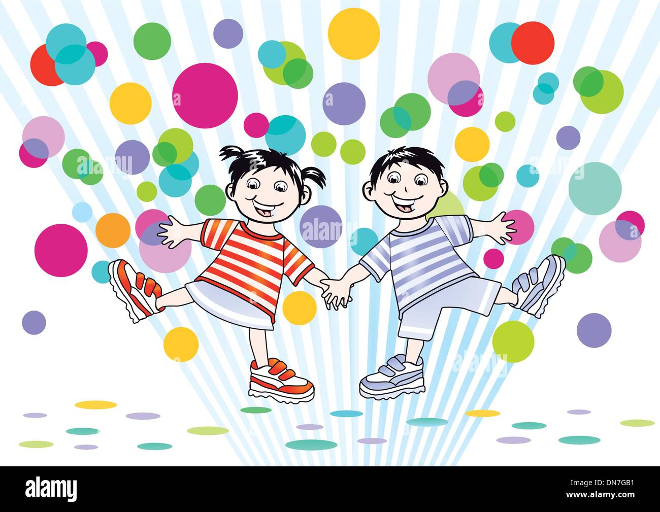 two children and colorful dots Stock Vector Image & Art - Alamy