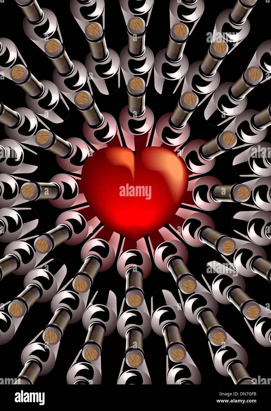 Red heart with bottles of wine Stock Vector Image & Art - Alamy